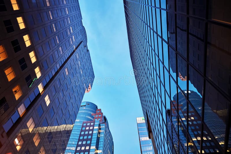 Corporate Skyscraper Buildings at Dawn in Montreal, Canada Stock Image ...