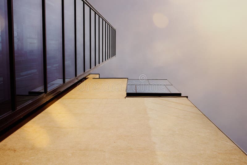 Bottom Up View on Modern Building with Glass Elevator Stock Image ...