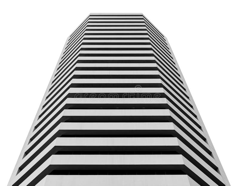 Bottom Up View White Office Building Isolated on White Background with ...