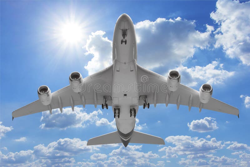 Bottom View Airplane Takeoff To the Sky Stock Photo - Image of ...
