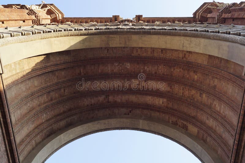 Bottom View of Arc De Triomf Stock Photo - Image of catalonia, bottom ...