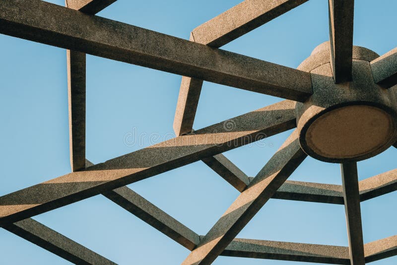 Bottom View of Architectural Stone Structure Roof with Sunbeams and ...