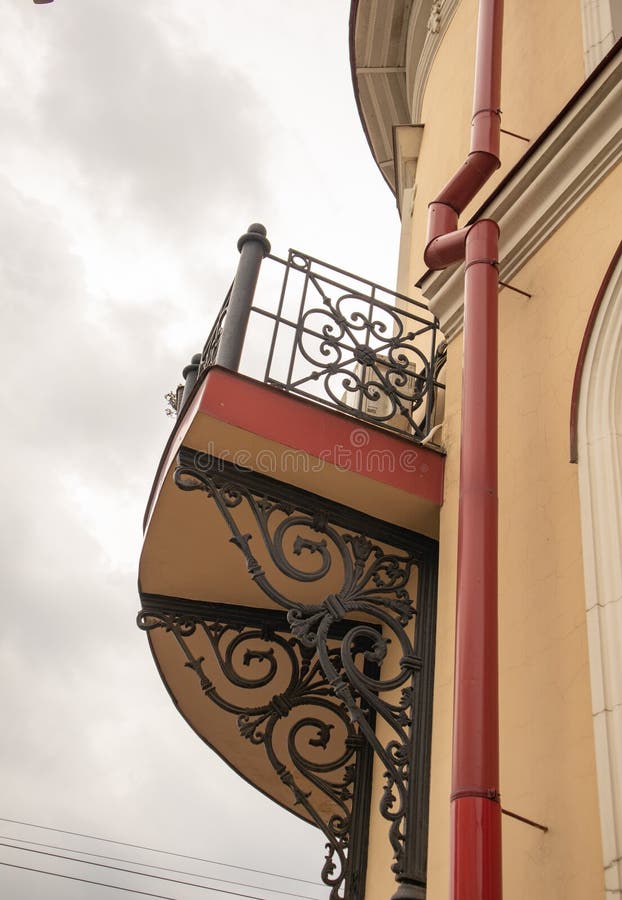 Bottom View of the Balcony with Wrought Iron Railing, Vertical Stock ...