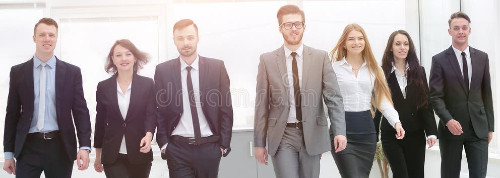 Bottom View. Business Team Walking Forward Stock Photo - Image of ...