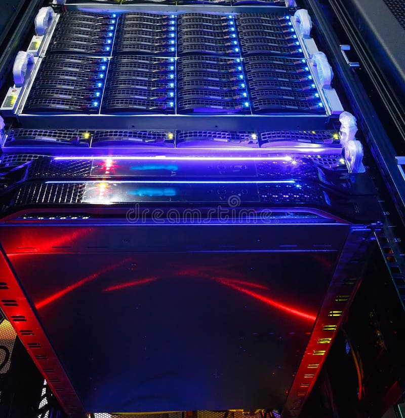 Bottom View on the Cluster Storage of Supercomputer in a Data Center ...