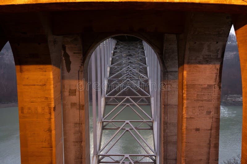 Bottom View and Columns of the Bridge Over the Niagara River Stock ...