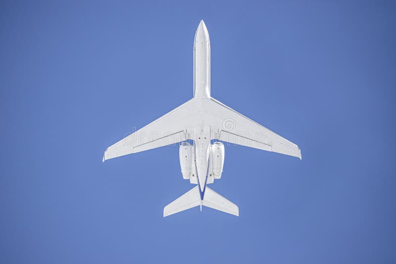 Bottom View of a Completely White Airplane Stock Image - Image of ...