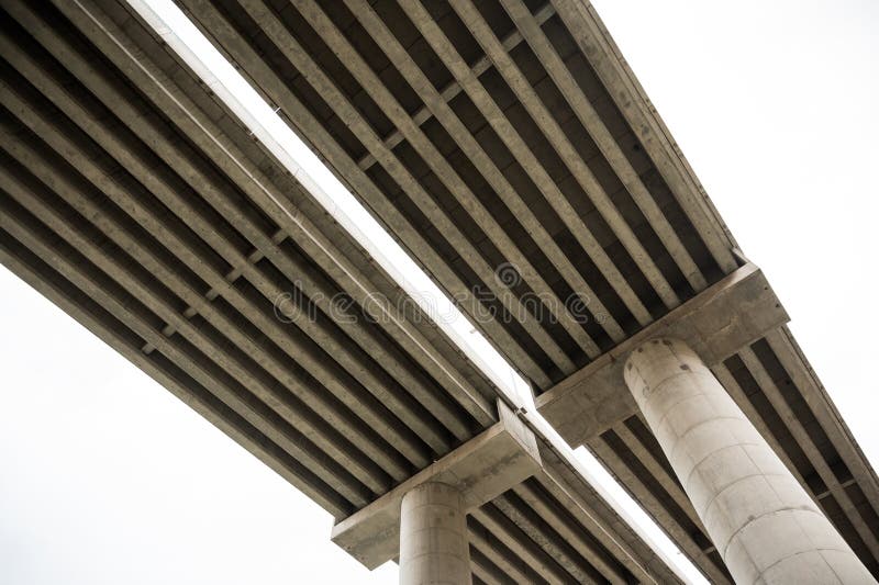 Bottom View of Concrete Bridge Spans Stock Image - Image of support ...