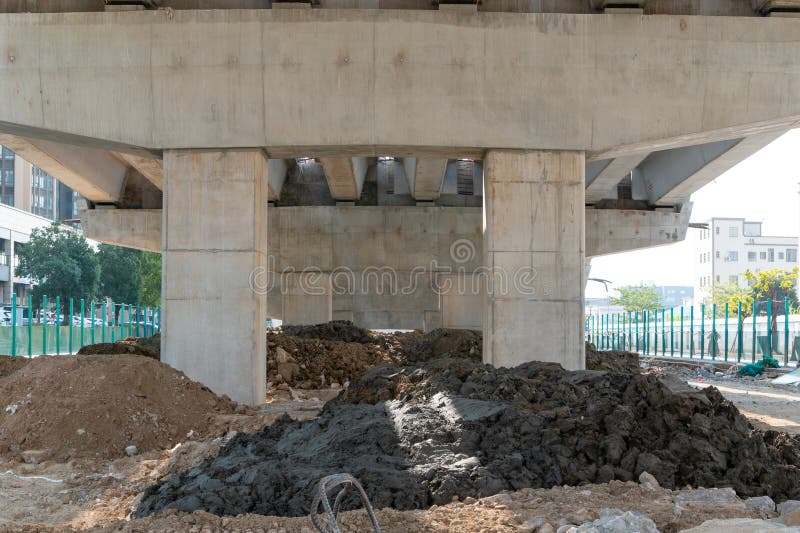 Bottom View of Concrete Highway Under Construction at Horizontal ...