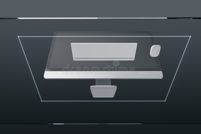 Bottom View of Creative Transparent Designer Desktop with Monitor and ...