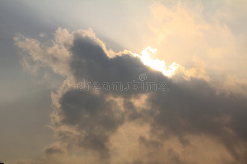 Bottom View of the Dramatic Sky. Clouds Covering the Sun with Sunlight ...