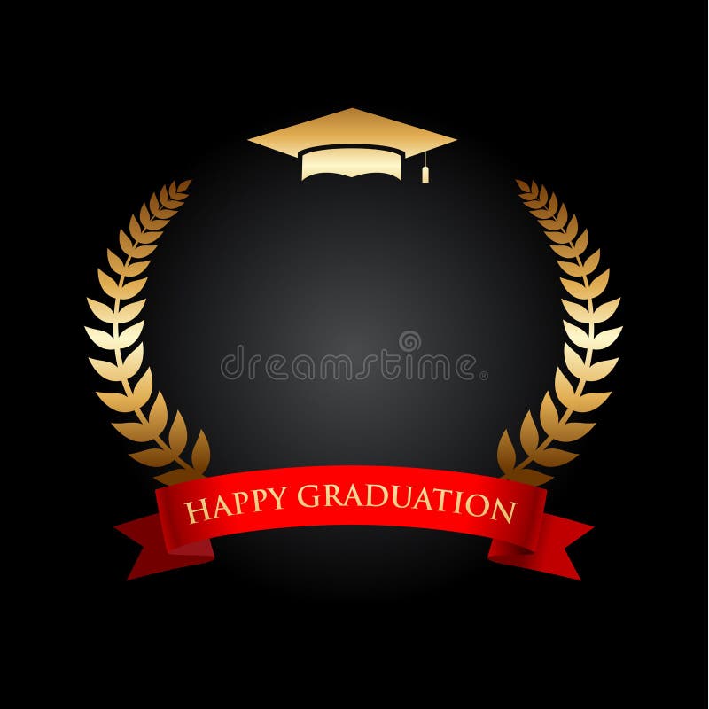 Bottom View Gold Graduation Hat with a Red Ribbon Stock Illustration ...