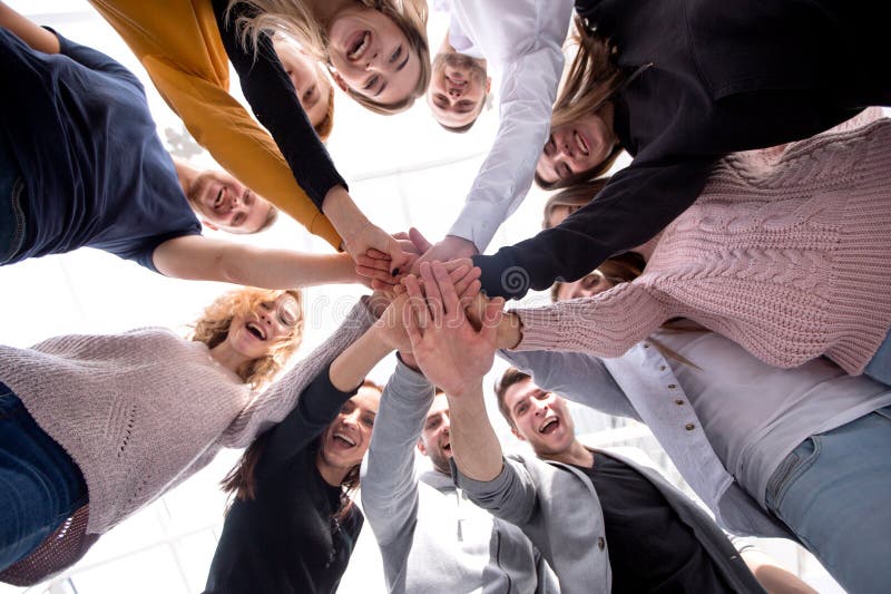 Bottom View. a Group of Young People Showing Their Unity Stock Image ...
