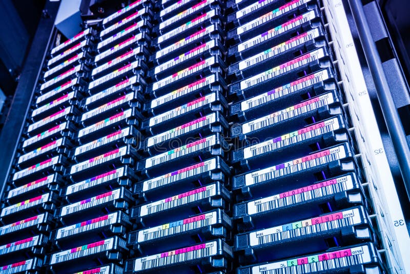 Bottom View of Hard Disk Cluster Inside a Rack - Data Storage Abstract ...