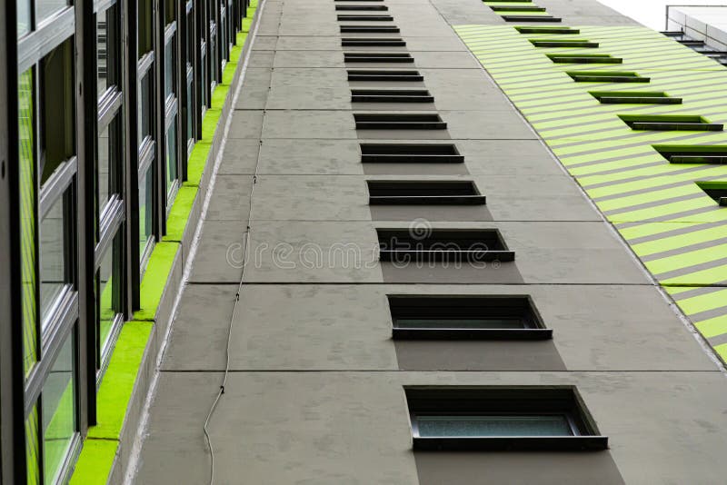 Bottom View of High House Building with Row of Windows Stock Image ...