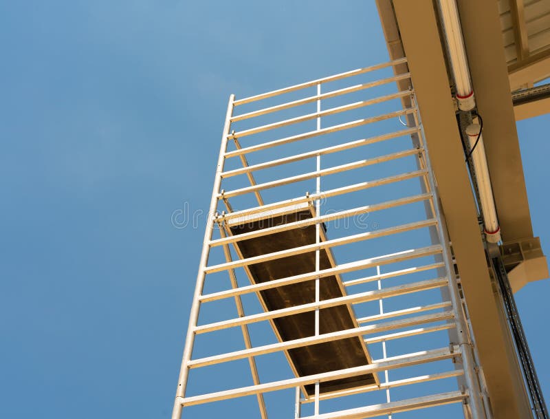 Bottom View of a High Tower of Scaffolding Installed for Equipment ...