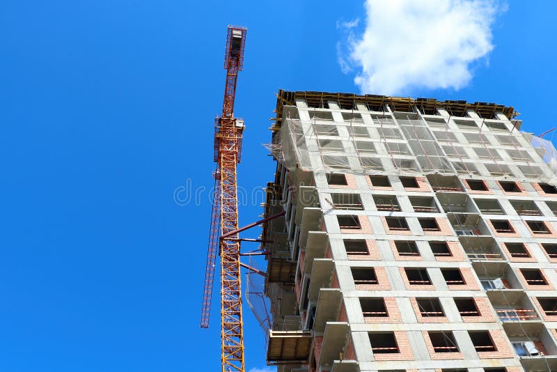 Bottom View of a House or Building Under Construction and a Crane Stock ...