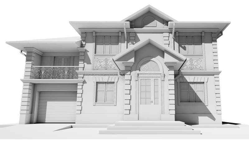 Bottom View of a Private Home - White Layout Stock Illustration ...