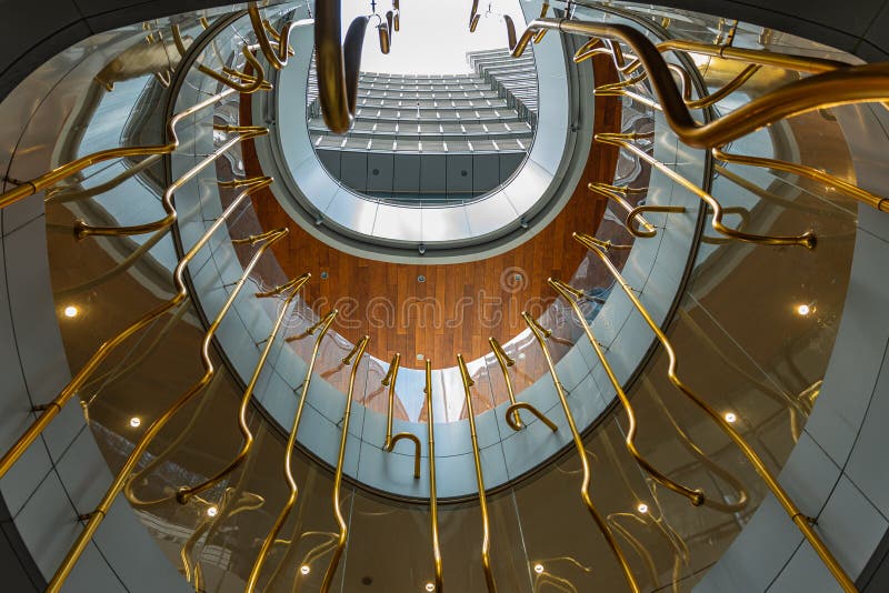 Bottom View of the Interior of a Contemporary Building Stock Image ...