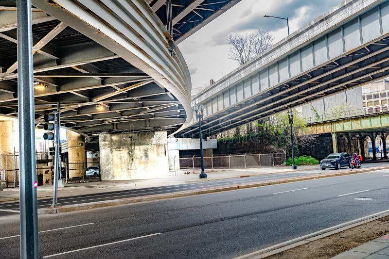 Bottom View of the Iron Frame of the Transport Viaduct. the Massive ...