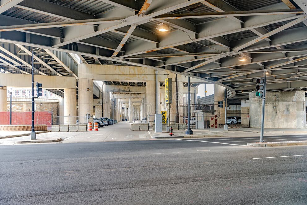 Bottom View of the Iron Frame of the Transport Viaduct in Washington D ...
