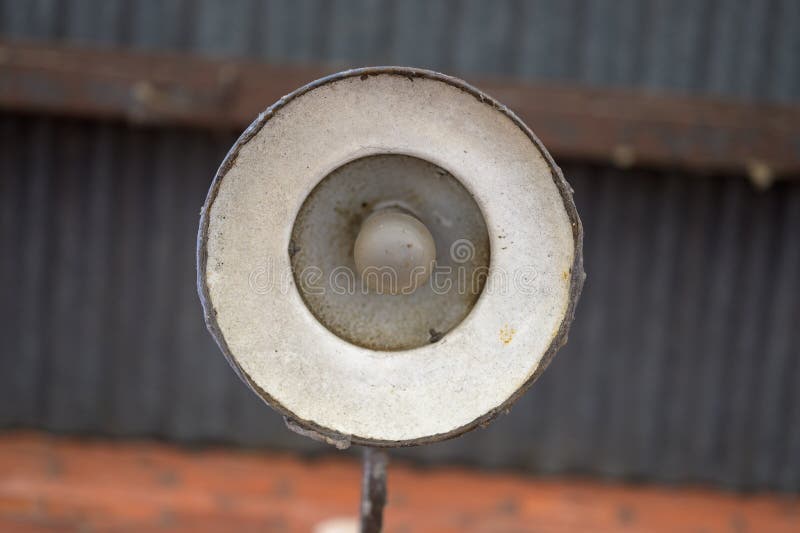 Lantern with a Lightbulb on an Old Building Stock Photo - Image of ...