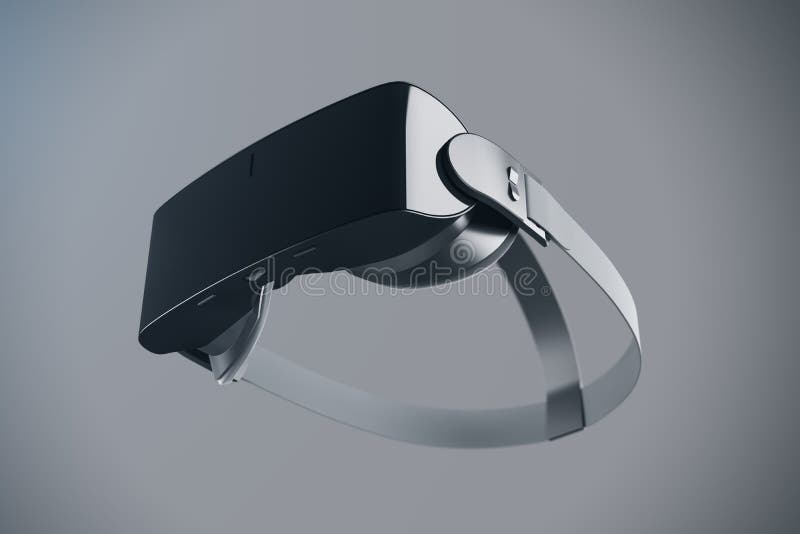 Bottom View on Modern Black VR Helmet with on Abstract Dark Background ...