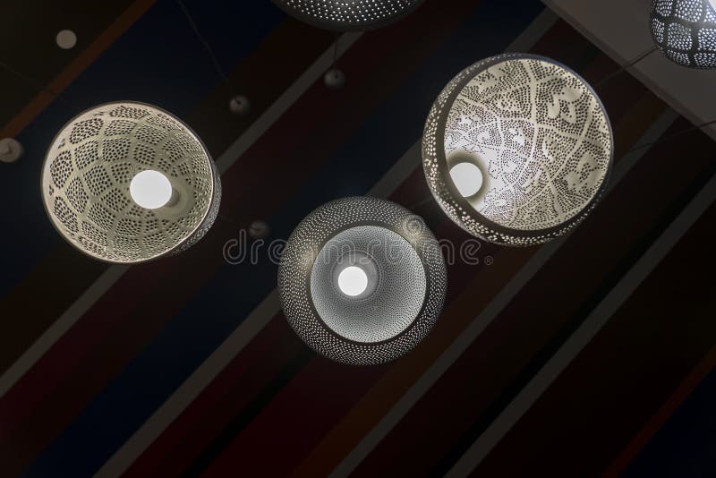 Bottom View of Modern Ceiling Light. Lighting Decoration Concept Stock ...
