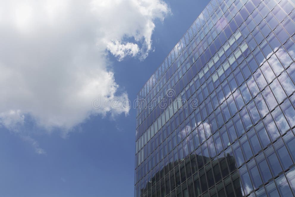 Bottom View of Modern, Glass Building. Stock Image - Image of ...