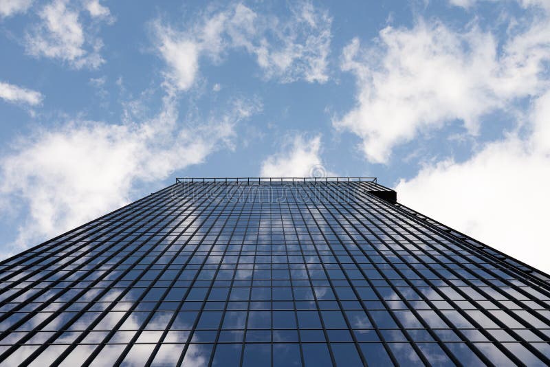 Bottom View of a Modern Glass Skyscraper Stock Photo - Image of company ...