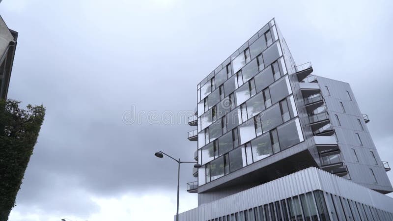 Bottom View of Modern House with Mirror Facade. Action Stock Footage ...
