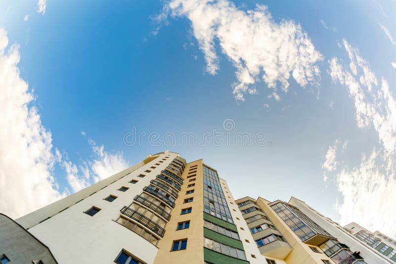 Bottom View of the Multi-storey Building Stock Photo - Image of ...
