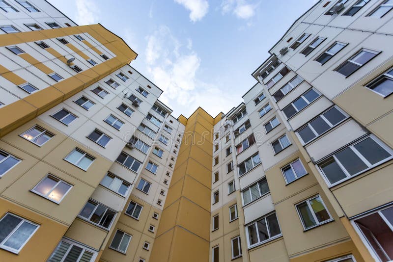 Bottom View of the Multi-storey Skyscraper Building Stock Photo - Image ...