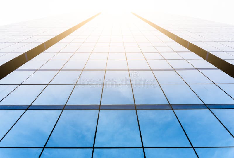 Bottom View of Office Building Window Close Up with Sunrise, Ref Stock ...