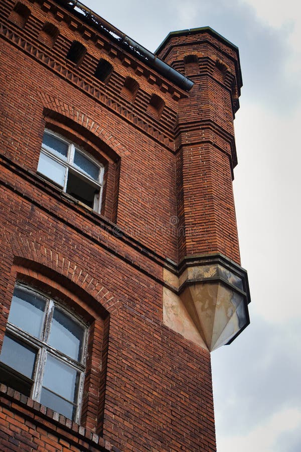Bottom View of an Orange Brick Building with Windows Stock Image ...