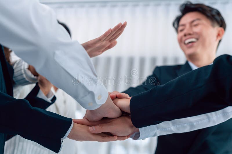 Bottom View Partial Hand Join Stack As Symbol of Harmony in Office ...