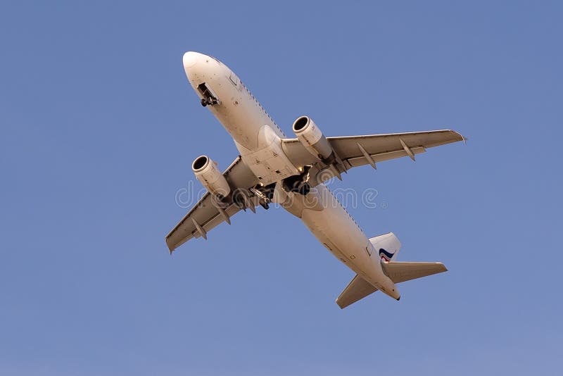 Bottom View of the Plane during Takeoff Stock Image - Image of aircraft ...