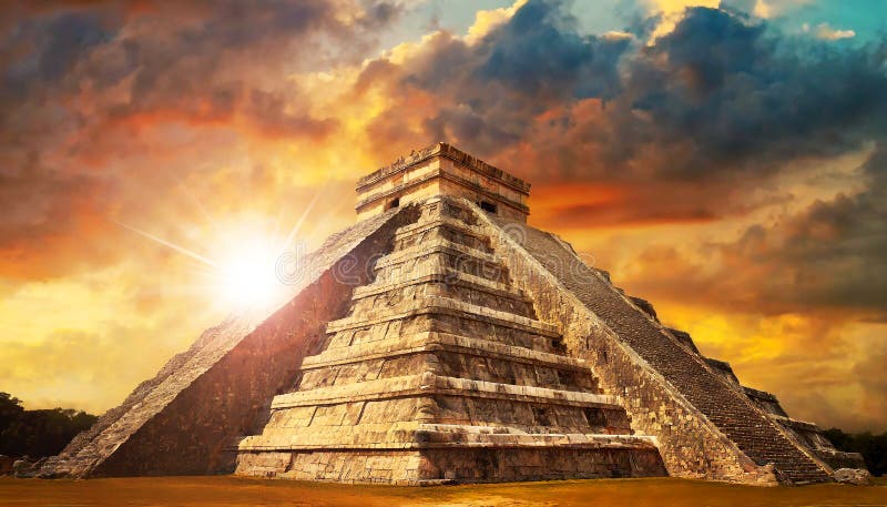 Pyramid from the Ancient Mayan Civilization Against a Dramatic Sky at ...
