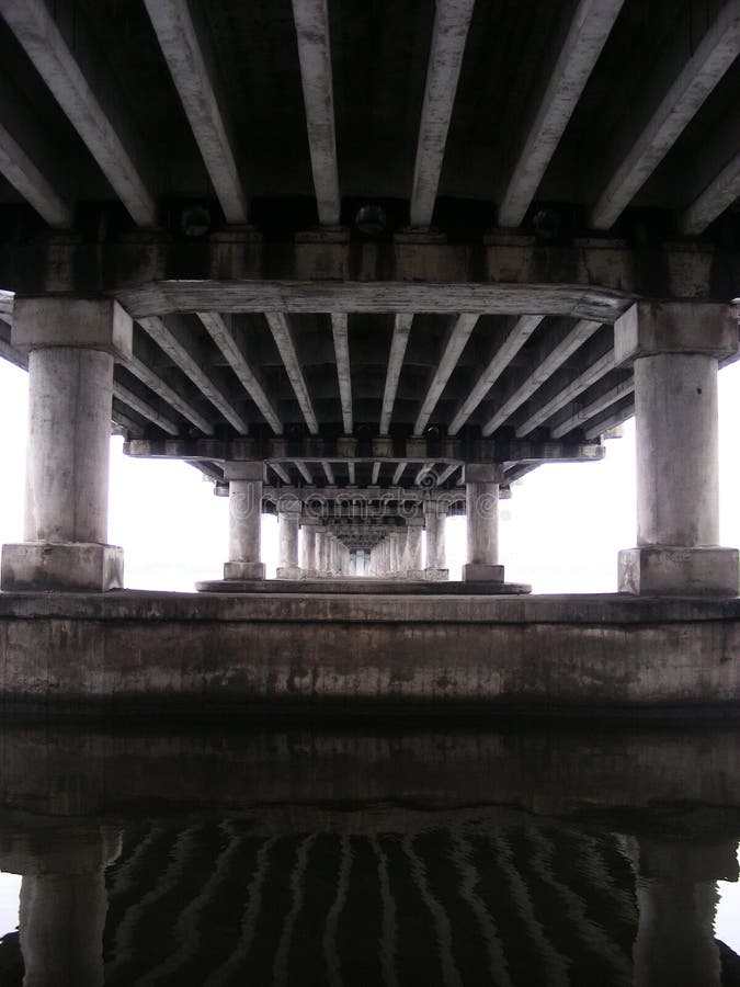 Bottom View of the Reinforced Concrete Bridge Over the River. Bridge ...