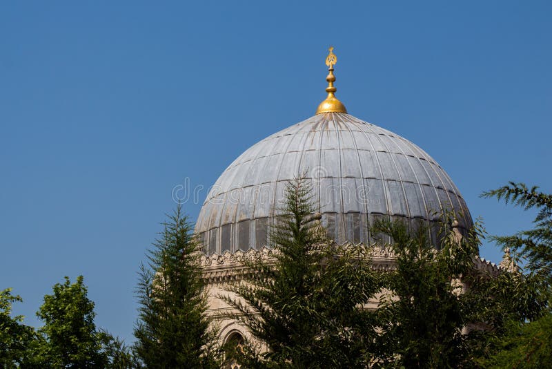 Bottom View Shot of the Blue Building Dome with Clear Sky in the ...