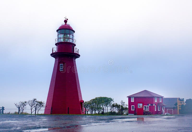 Bottom View Shot of the La Martre Red Lighthouse in Canada Stock Image ...