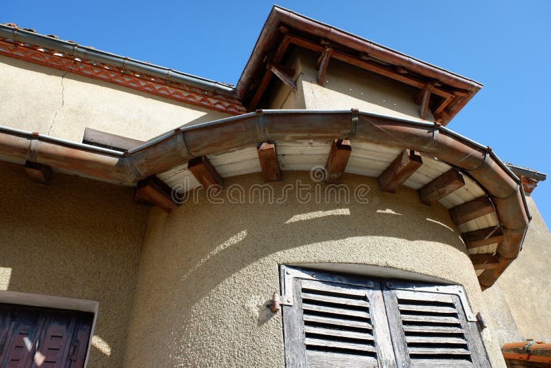 Bottom View Shot of the White Building with Wooden Windows Stock Image ...