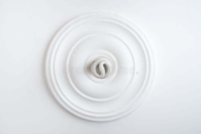Bottom View of Spiral Energy Saving Bulb on White Ceiling Stock Photo ...