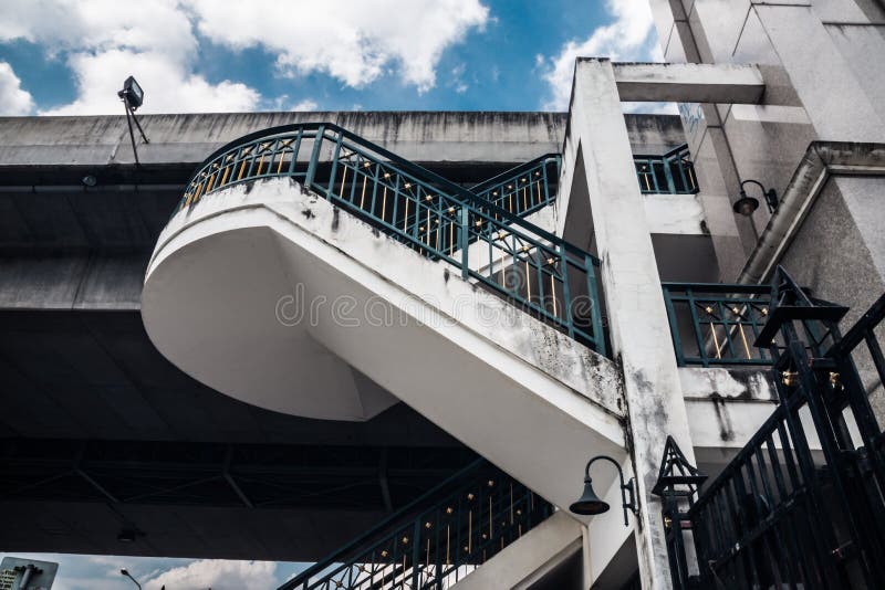 Bottom View Stairs To the Bridge Support Against a Bl Stock Photo ...