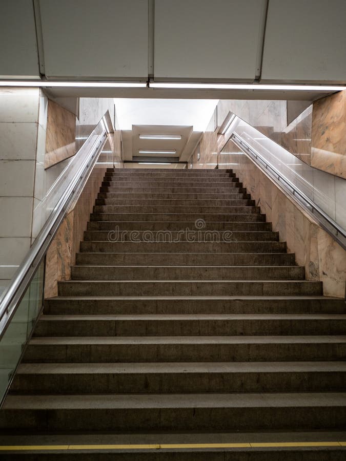 Bottom View of Stairs in Underground Passage Stock Photo - Image of ...