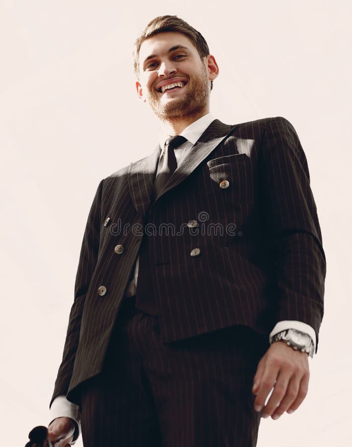 Bottom View. Successful Businessman Looking at the Camera. Stock Image ...