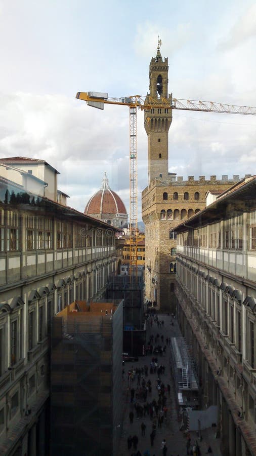 Bottom View of Tall Tower Crane and Ancient Tower. an Example of ...