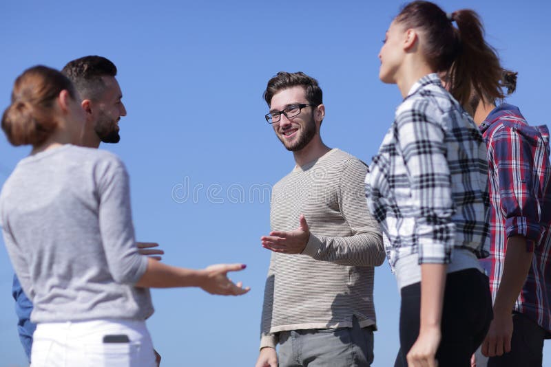 Bottom View.team of Friends Looking at the Camera Stock Photo - Image ...