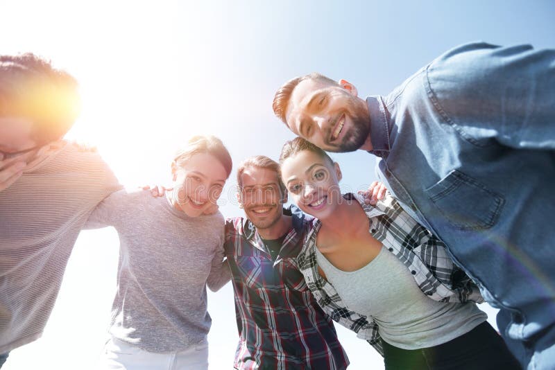 Bottom View.team of Friends Looking at the Camera Stock Photo - Image ...