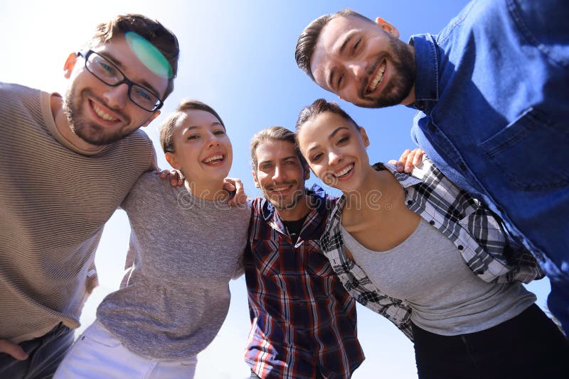 Bottom View.team of Friends Looking at the Camera Stock Photo - Image ...